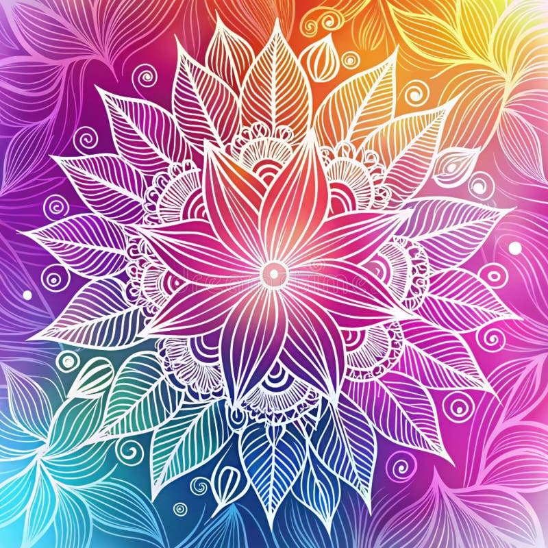 Abstract Gradient Floral Background with Flower Vector Art for Coloring ...