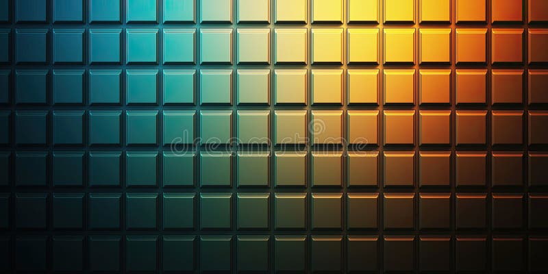 Abstract Gradient Grid Background Blue To Orange Square Tiles with 3D ...