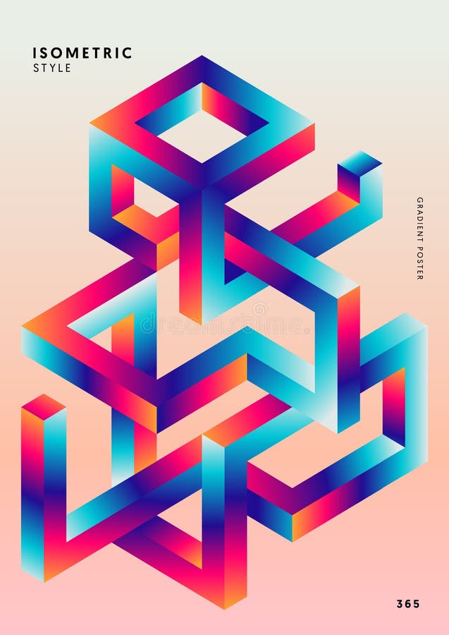 Abstract Gradient Isometric Geometric Shape Design Template Background ...