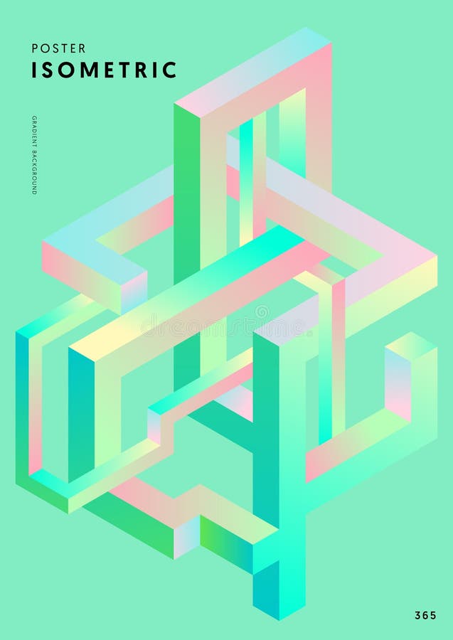 Abstract Gradient Isometric Geometric Shape Design Template Background ...