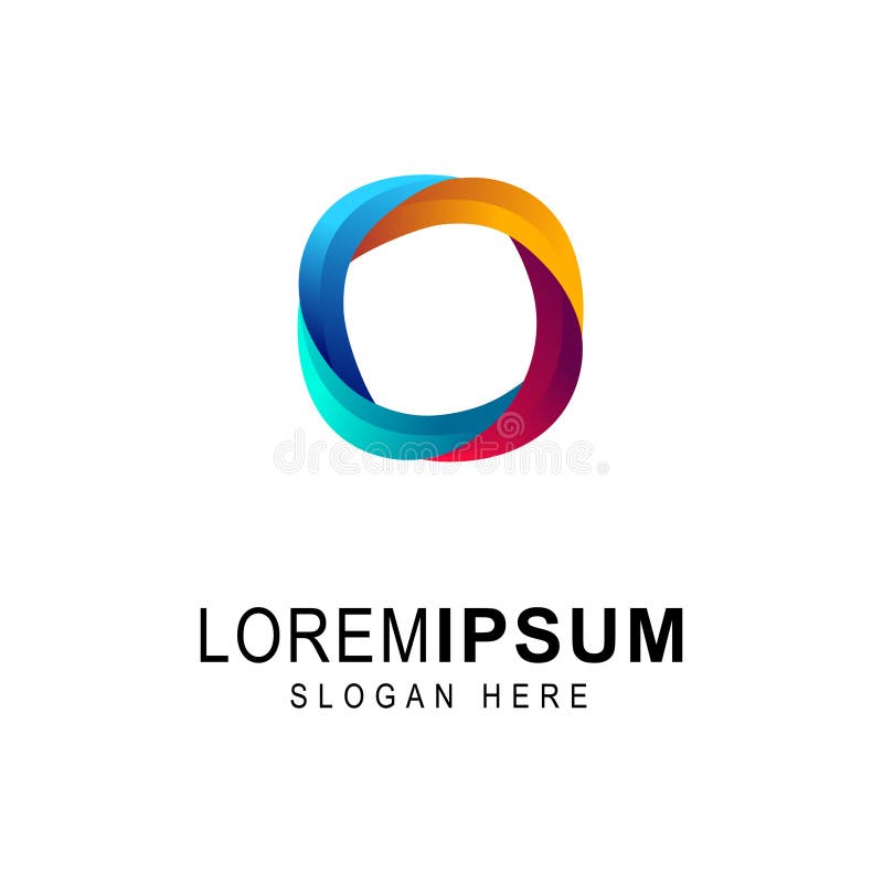 Abstract Gradient Logo Design Rounded Box Shape Vector Template Stock ...