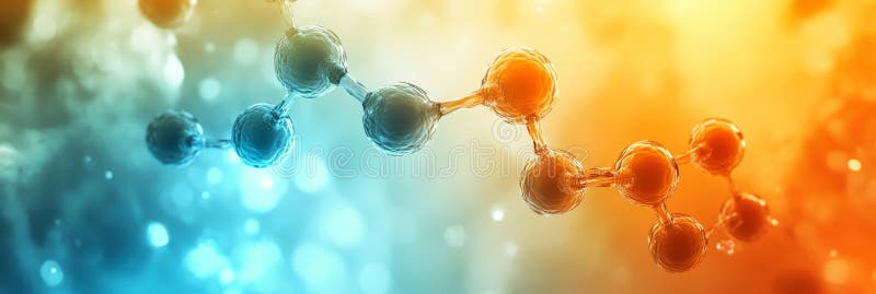 Abstract, Gradient, Molecular Structure. Interplay of Orange and Blue ...