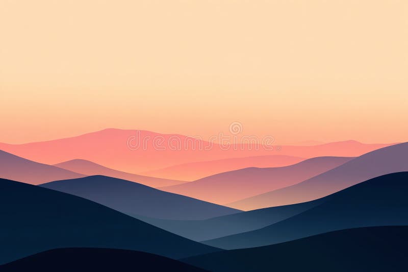 Abstract Gradient Mountain Landscape with Soft Pastel Pink and Yellow ...
