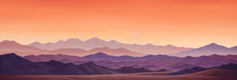 Abstract Gradient Mountainscape with Sunset and Layered Peaks. Majestic ...