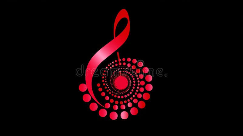 Abstract Gradient Music Note with Circular Red Dots on Black Background ...