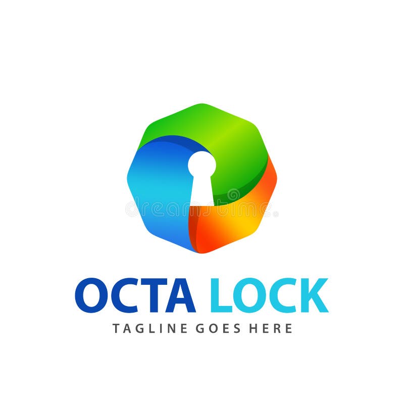 Abstract Gradient Octagon Lock Logo Design Template Premium Vector Stock Vector - Illustration ...