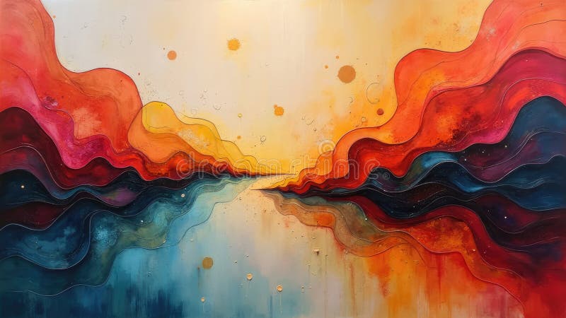Abstract Gradient Painting with Vibrant Waves and Ripples in a ...