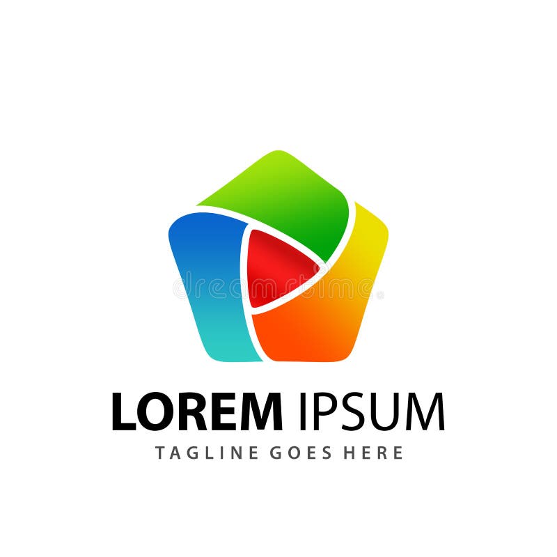 Abstract Gradient Pentagon Play Media Button Logo Design Template Premium Vector Stock Vector ...