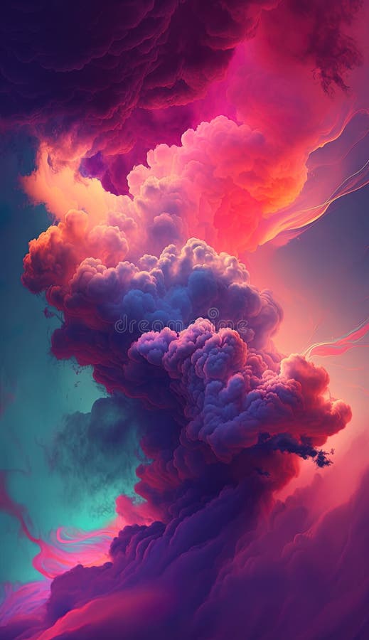 Abstract Gradient Powder Clouds, Vibrant Colorful AI Generative ...