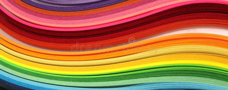 Abstract Gradient Rainbow Color Wave Curl Strip Paper Horizontal Long ...