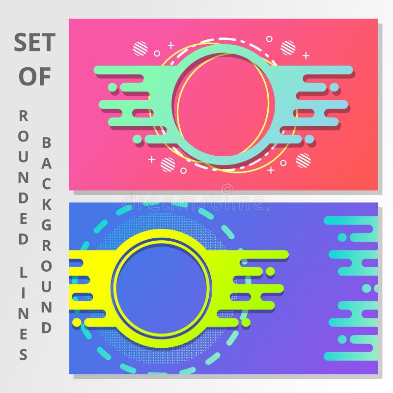 Abstract Gradient Rounded Lines Background Set Stock Illustration ...