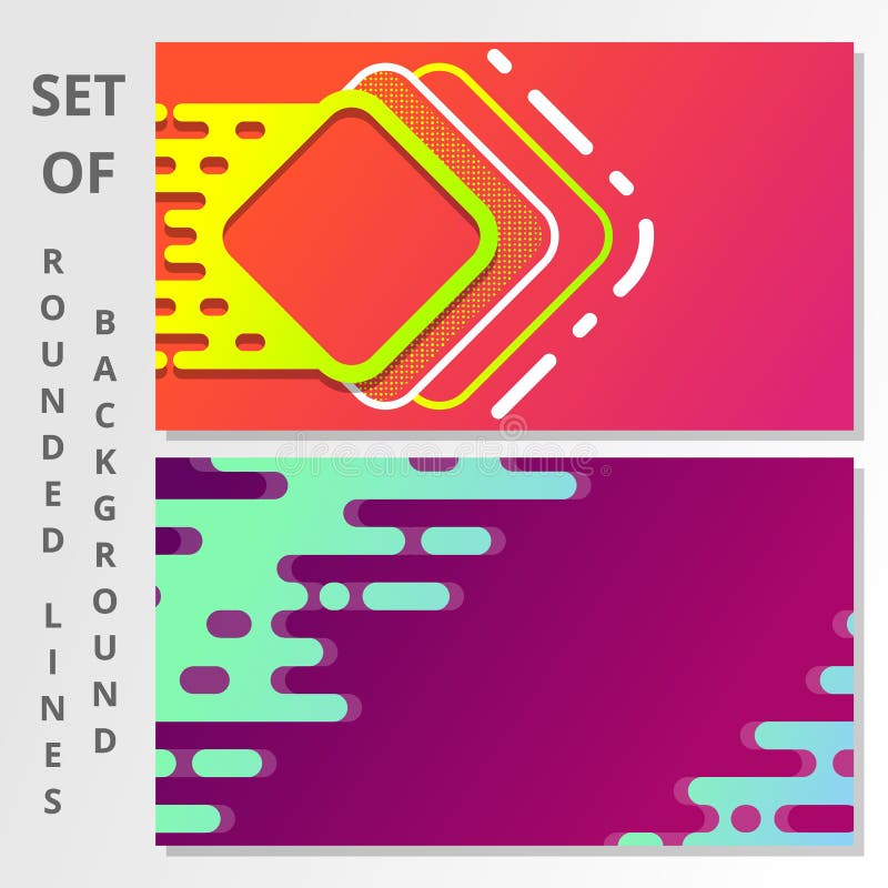Abstract Gradient Rounded Lines Background Set Stock Illustration ...
