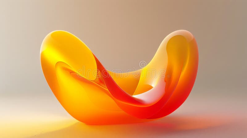 Abstract Gradient Sculpture in Orange and Yellow with Smooth Curves ...