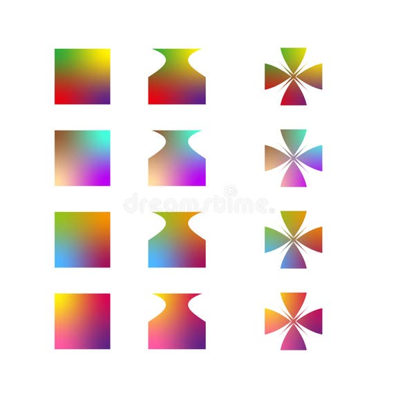 Abstract Gradient Shapes. Geometric Vessel Forms. Colorful Vector ...