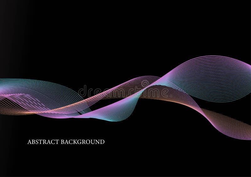 Abstract Gradient Smooth Wavy Line on Black Background Stock Vector ...