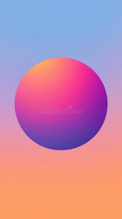Abstract Gradient Sphere Floating in a Dreamy Sky, Minimalist Color ...