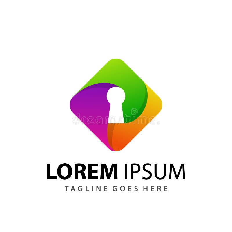 Abstract Gradient Square Key Lock Logo Design Template Premium Vector ...