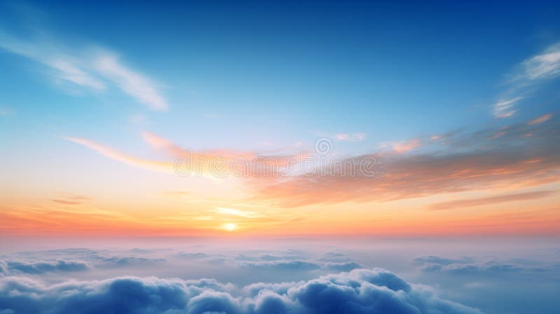 Abstract Gradient Sunrise in the Sky with Cloud and Blue Mix Orange ...