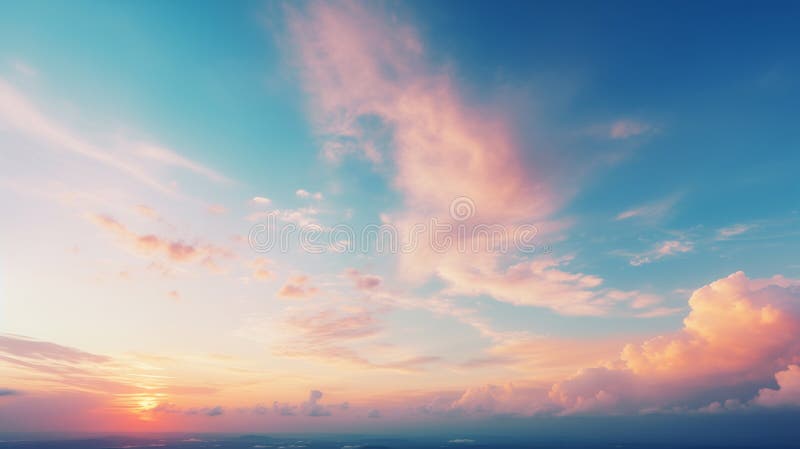 Abstract Gradient Sunrise in the Sky with Cloud and Blue Mix Orange ...