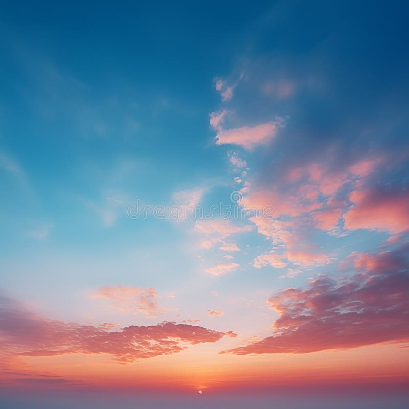 Abstract Gradient Sunrise in the Sky with Cloud and Blue Mix Orange ...
