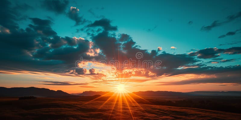 Abstract Gradient Sunrise in the Sky with Cloud and Blue Mix Orange ...