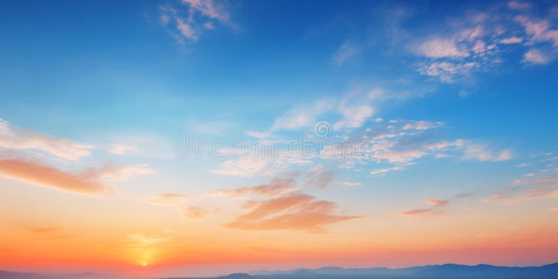 Abstract Gradient Sunrise in the Sky with Cloud and Blue Mix Orange ...