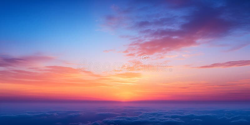 Abstract Gradient Sunrise in the Sky with Cloud and Blue Mix Orange ...