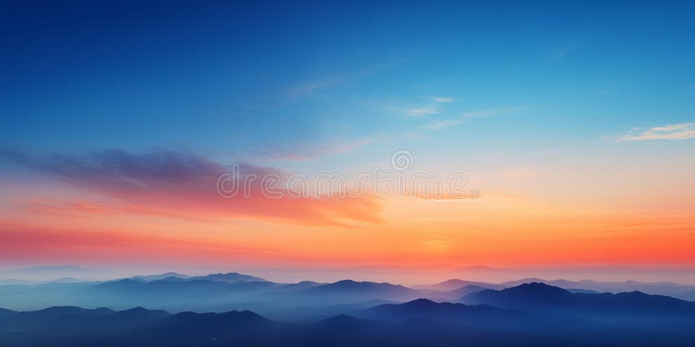 Abstract Gradient Sunset in the Sky with Cloud and Blue Mix Orange ...
