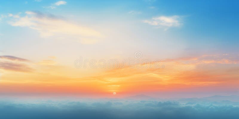 Abstract Gradient Sunrise in the Sky with Cloud and Blue Mix Orange ...
