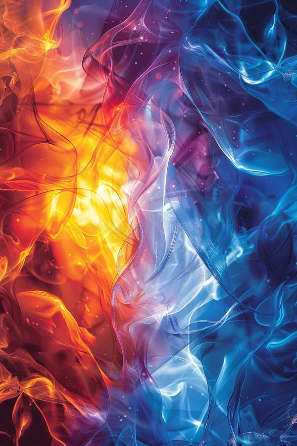 Abstract Gradient Texture Blending Fiery Orange and Cool Blue Hues with ...