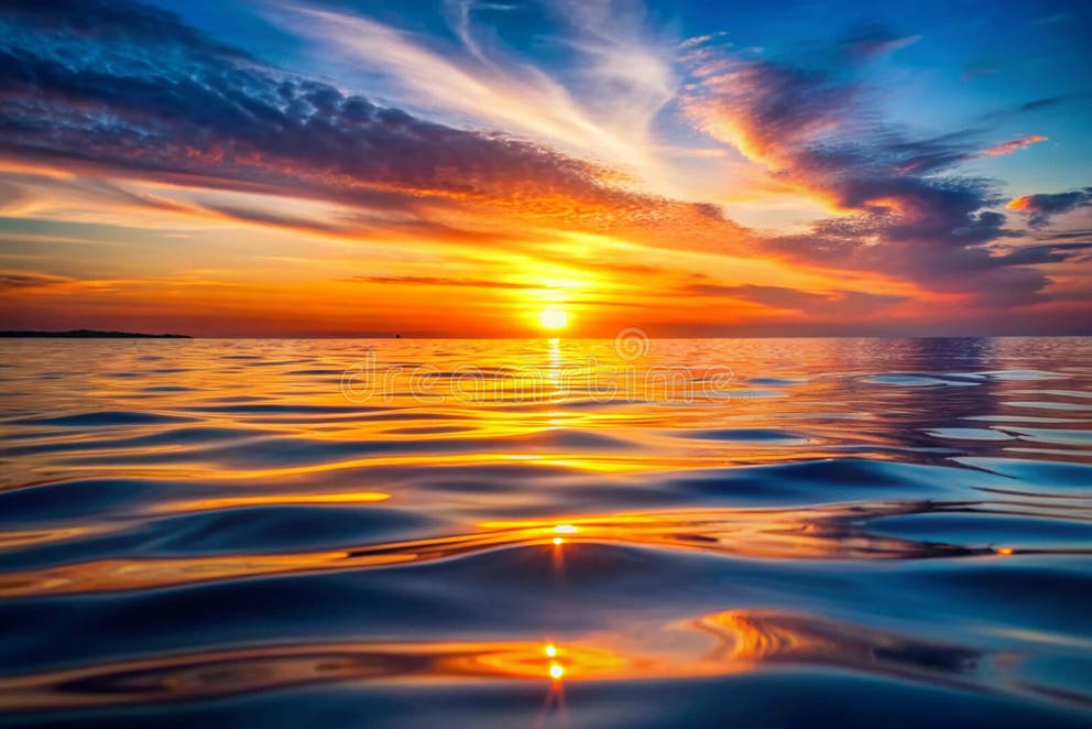 Abstract Gradient Texture of Sunset Reflection in the Sea Water Stock ...