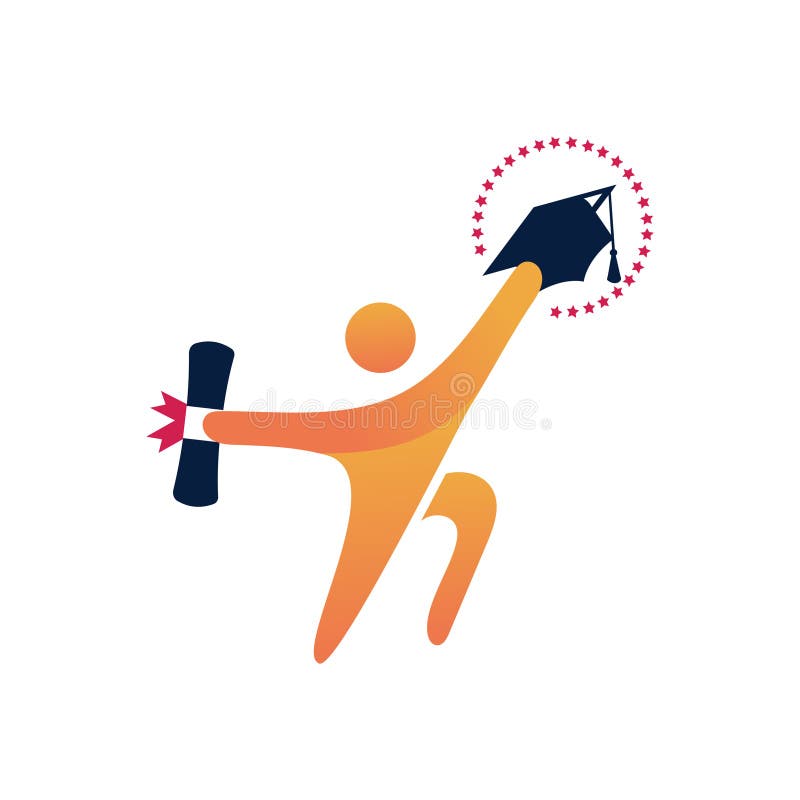 Abstract Gradient Vector Logo: Person Celebrating Graduation with ...