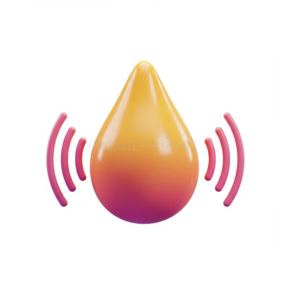 Abstract Gradient Water Drop Icon with Pink Wave Signals on White ...