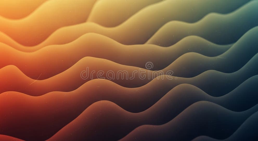Abstract Gradient Wave Pattern with Retro Grain Texture Effect Displaying Warm Orange To Cool ...