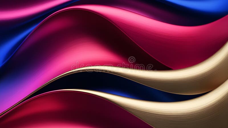 Abstract Gradient Waves, Bold Color Palette of Fuchsia, Gold, and Royal ...