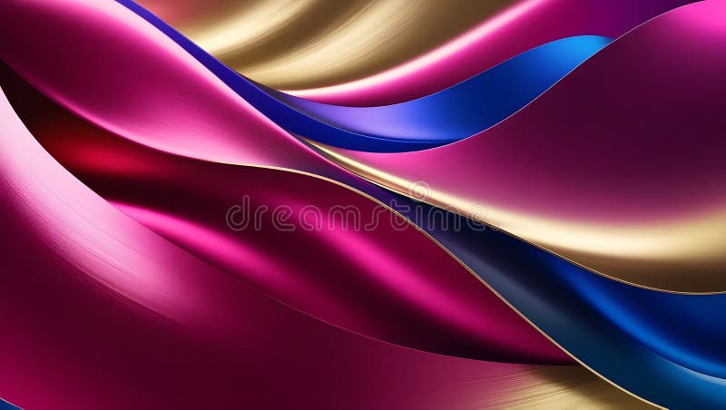 Abstract Gradient Waves, Bold Color Palette of Fuchsia, Gold, and Royal ...