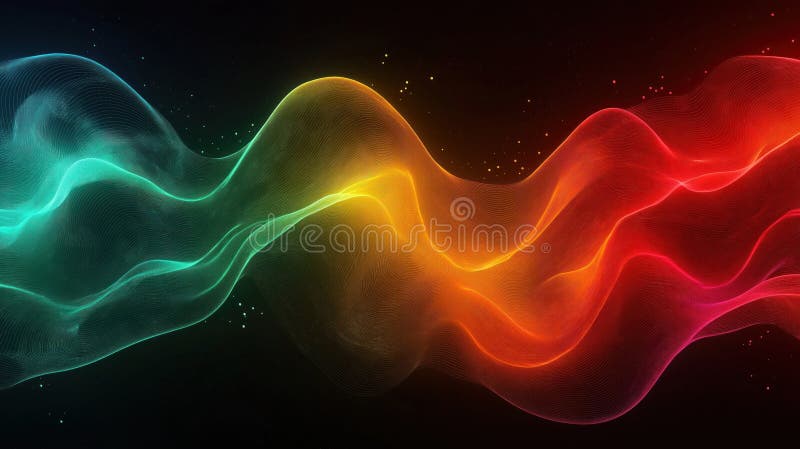 Abstract Gradient Waves with Glowing Lines, Subtle Specks Create Dynamic, Vibrant Visual Effect ...