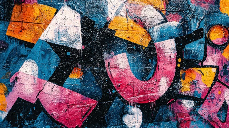 Abstract Graffiti Art on Brick Wall with Vibrant Colors Stock Image ...