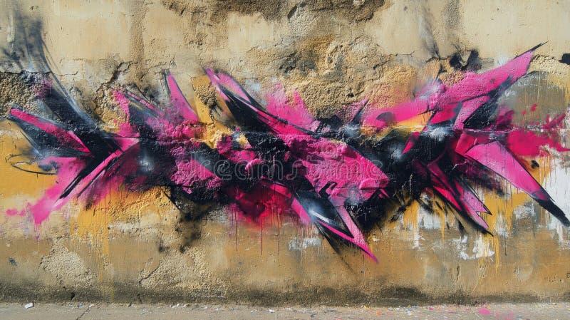 Abstract Graffiti Art on a Concrete Wall Stock Illustration ...