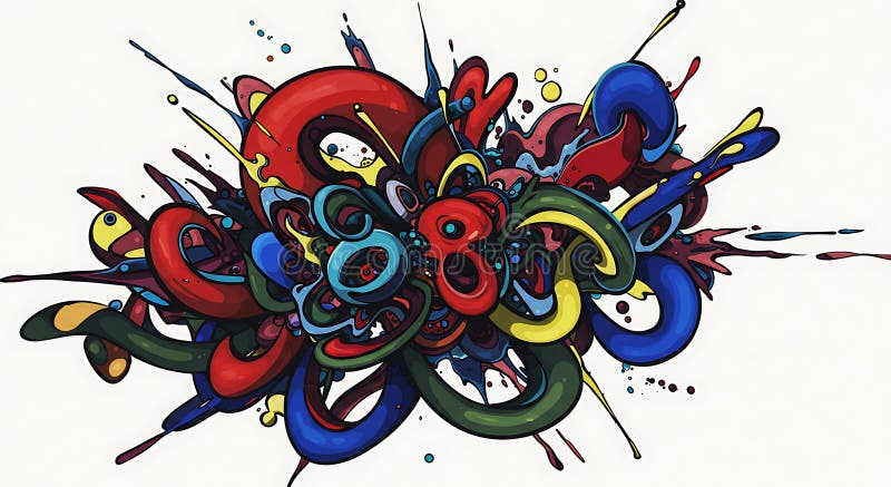 Abstract Graffiti Art Featuring Dynamic, Intertwined Shapes and ...