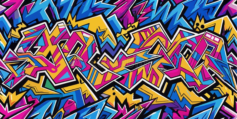 Abstract Graffiti Art with Geometric Shapes and Vivid Colors Stock ...