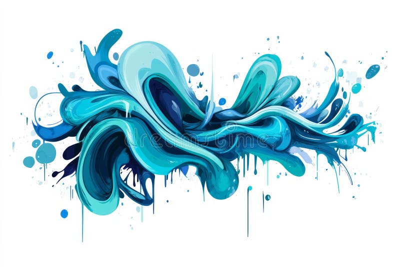 Abstract Blue Graffiti with Dynamic Curves and Sharp Edges. Neural ...