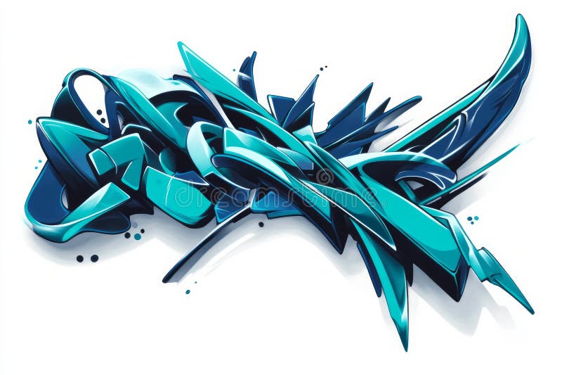 Abstract Blue Graffiti with Dynamic Curves and Sharp Edges. AI Image ...