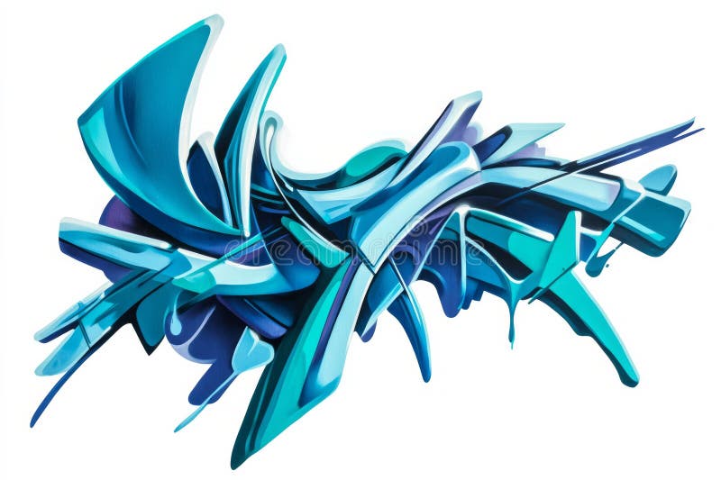 Abstract Blue Graffiti with Dynamic Curves and Sharp Edges. AI Image ...