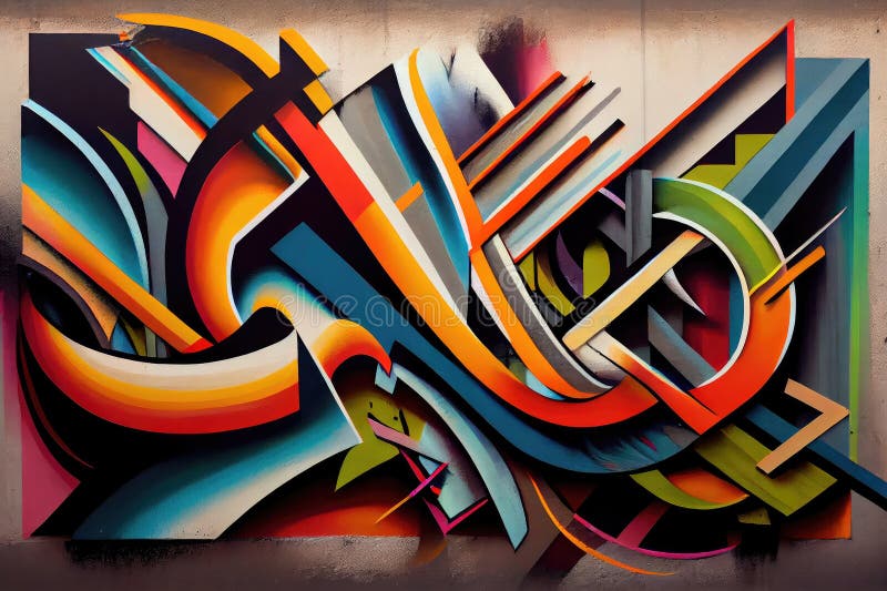 Abstract Graffiti Art with Vibrant Colors and Bold Lines on Concrete ...