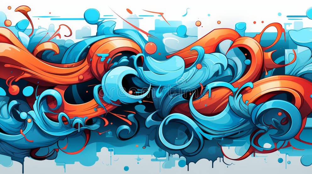 Abstract Graffiti Design with Flat Texture and Dynamic Patterns, Featuring Expressive Strokes ...