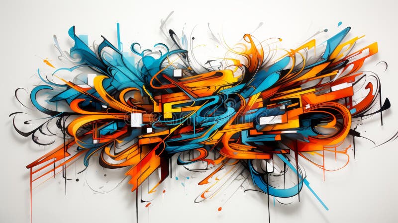Abstract Graffiti Design with Flat Texture and Dynamic Patterns, Featuring Expressive Strokes ...