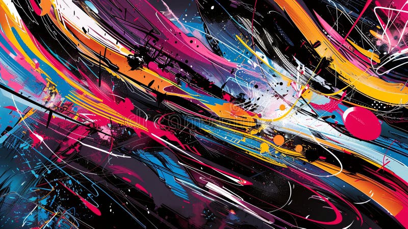 Abstract Graffiti Masterpiece Merging Technology and Futurism Stock ...