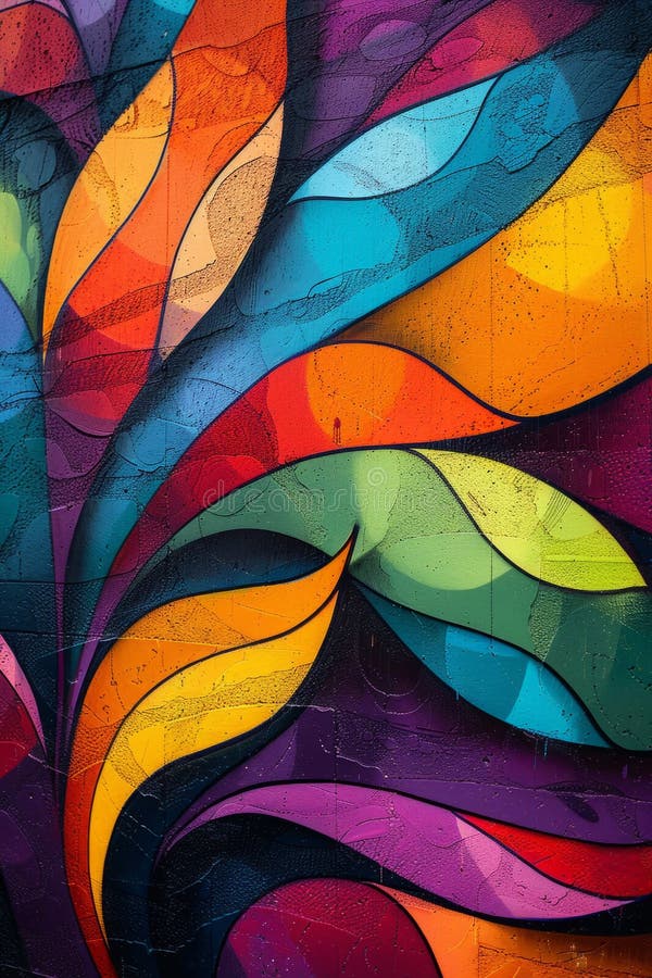An Abstract Graffiti Mural Featuring Swirling Patterns and Vibrant ...