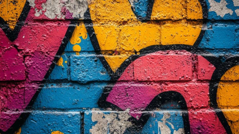 Abstract Graffiti Pattern on a Brick Wall Stock Illustration ...